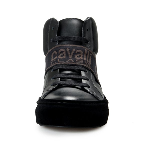 Cavalli Class | Shoes | Cavalli Class Mens Black Logo Print Leather ...